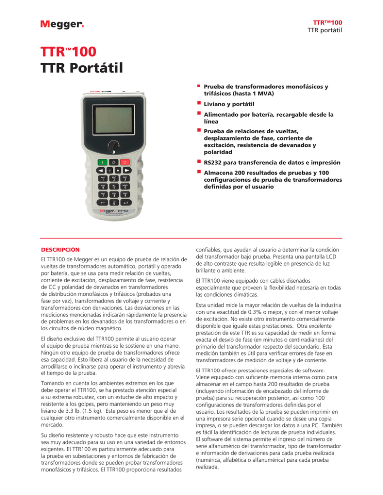 Megger TTR monofásico portátil