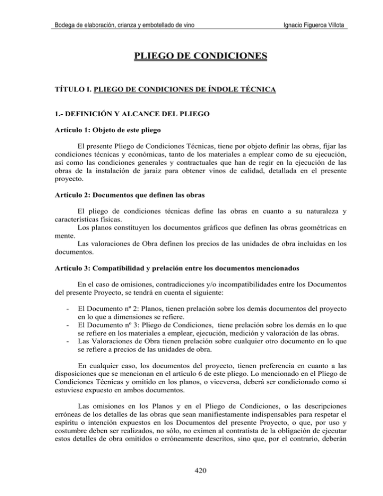 PLIEGO DE CONDICIONES
