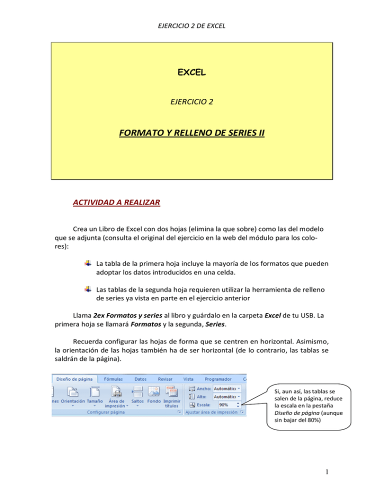 Ejercicio Excel: Formato y Relleno de Series II