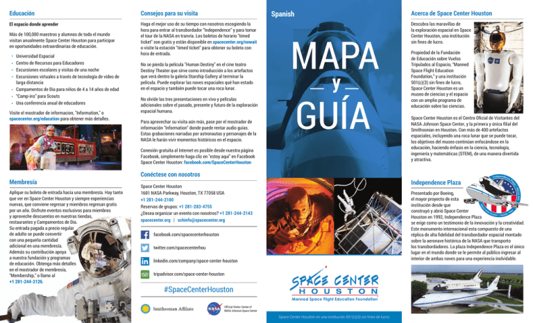 Map and Guide Spanish - Space Center Houston