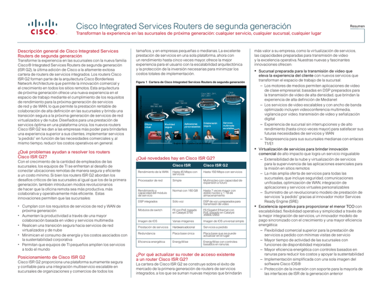 Cisco Integrated Services Routers de segunda generación