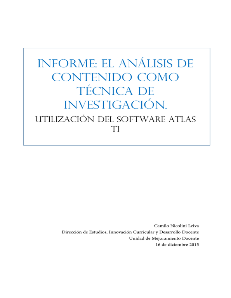 INFORME: EL ANáLISIS DE CONTENIDO COMO TéCNICA DE