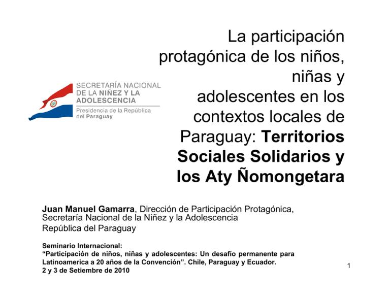 La participación protagónica de los niños, niñas y