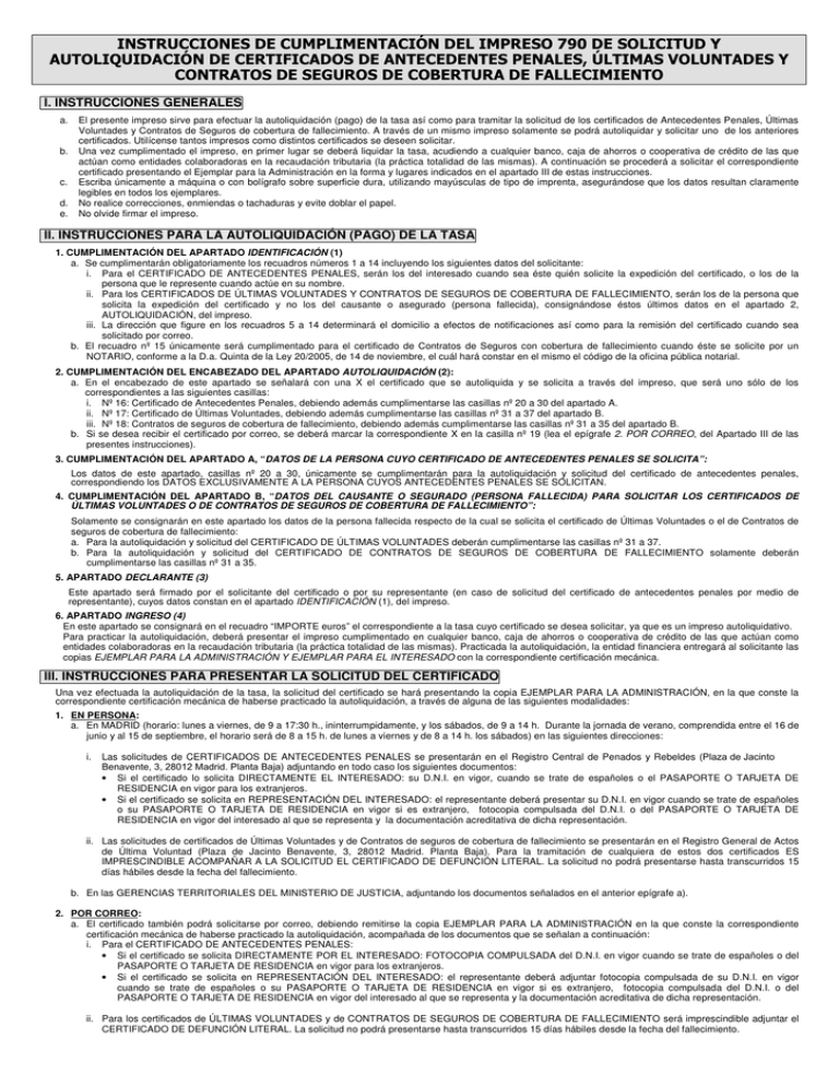 Instrucciones del modelo 790