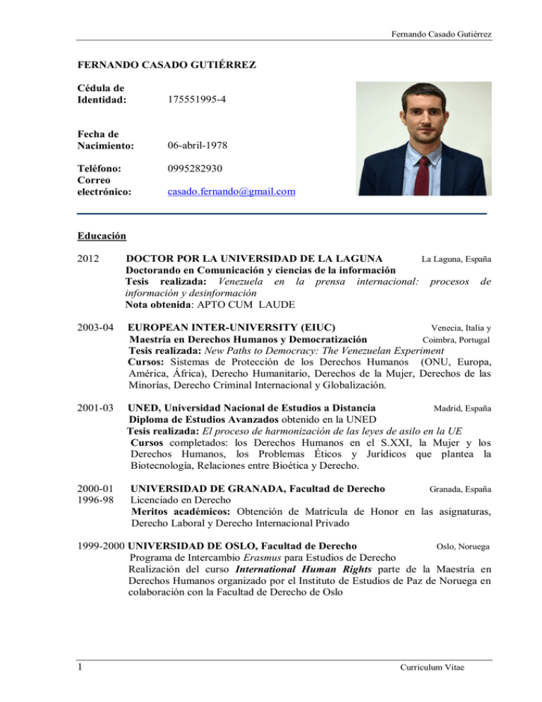 Curriculum Vitae Fernando Casado