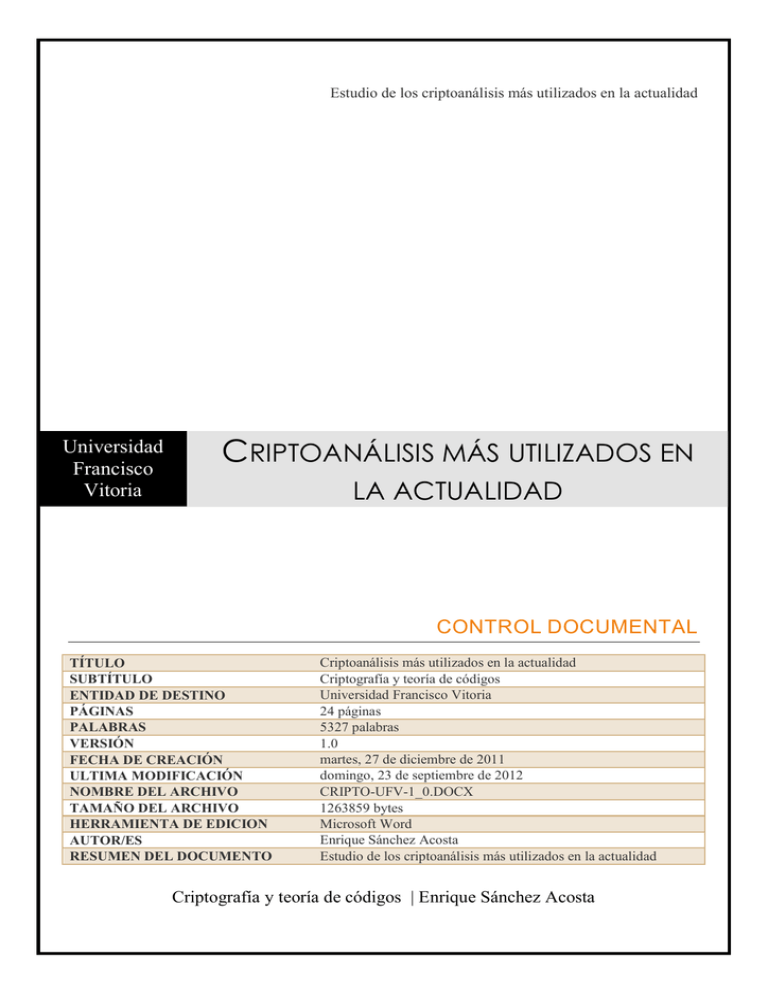 Criptoanálisis más utilizados en la actualidad