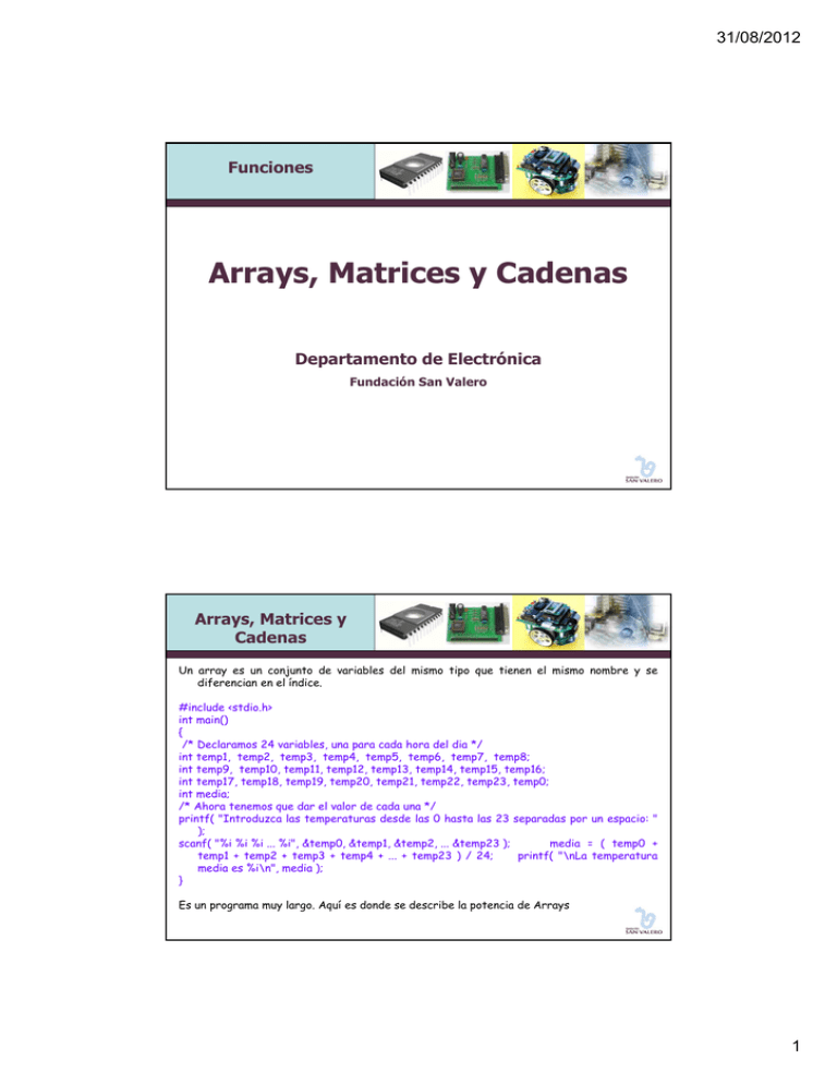 Arrays, Matrices y Cadenas