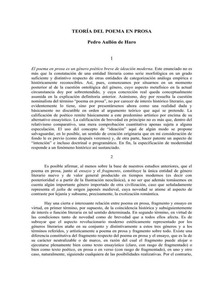 teoría del poema en prosa