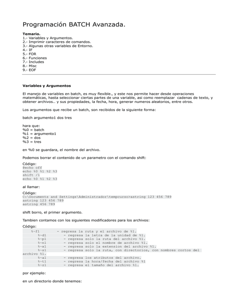 Programación BATCH Avanzada.