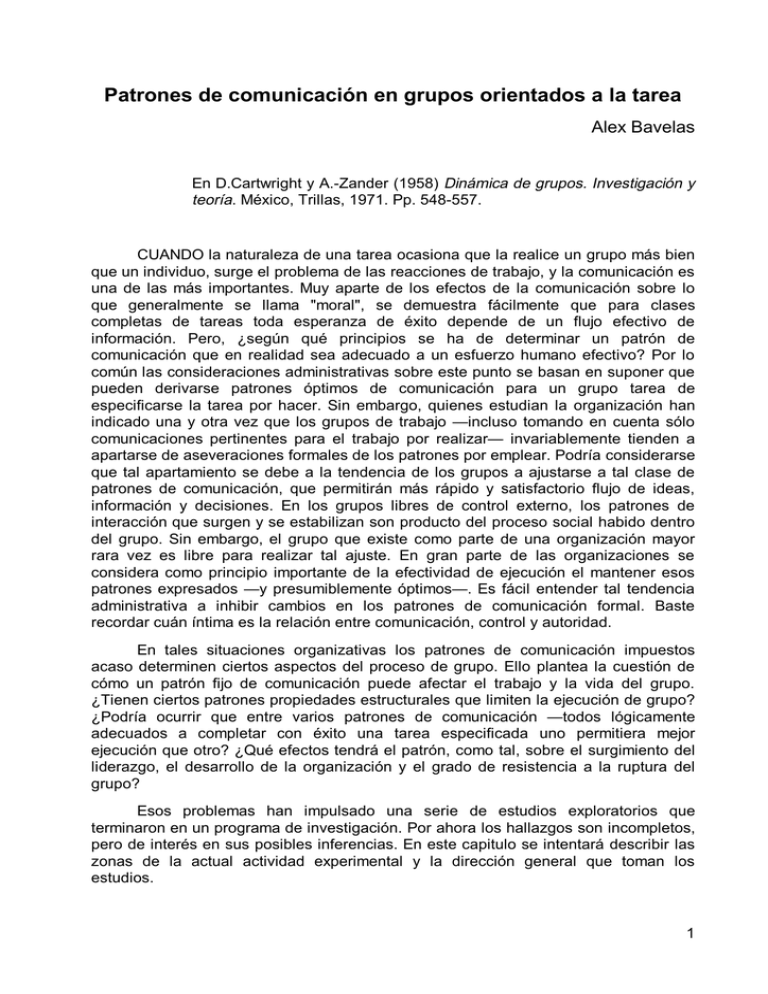 Patrones de comunicación en grupos orientados a la tarea