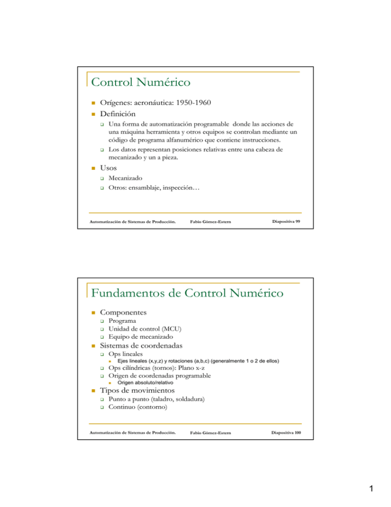 Control Numérico Fundamentos de Control Numérico