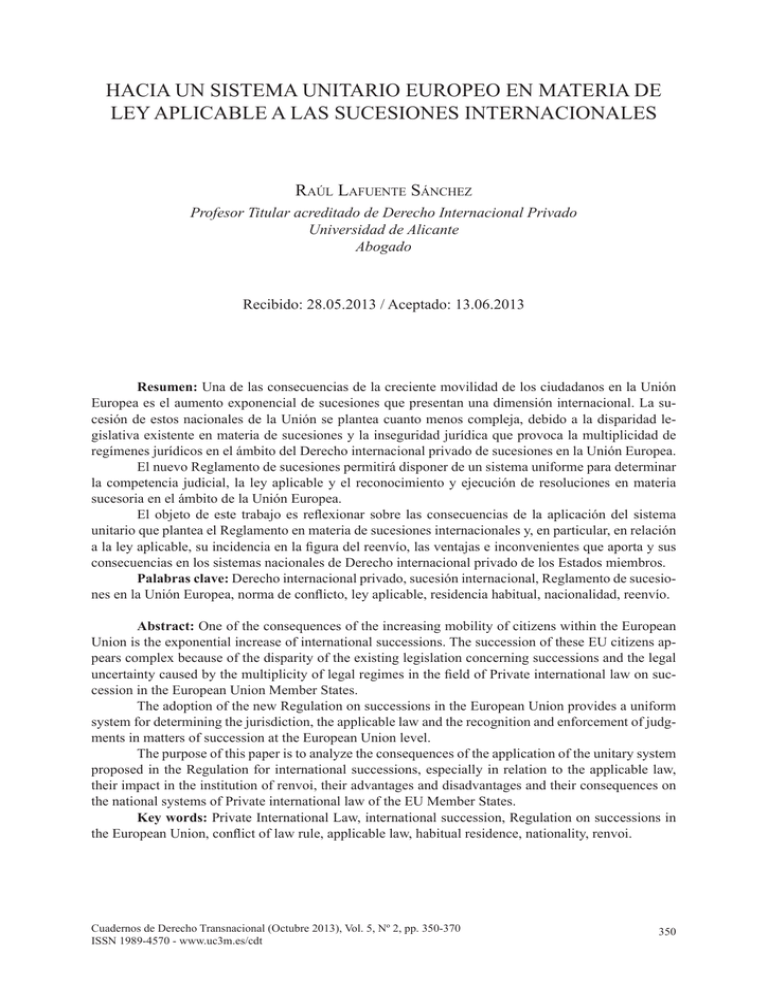Hacia un sistema unitario europeo en materia de