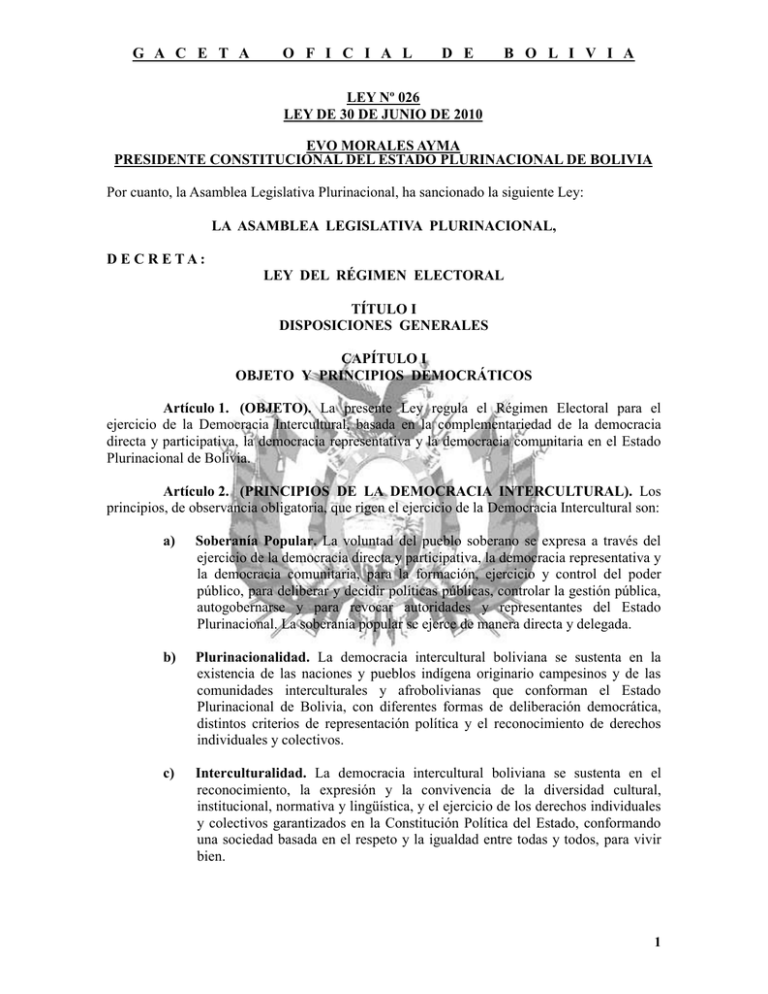 Ley del Régimen Electoral