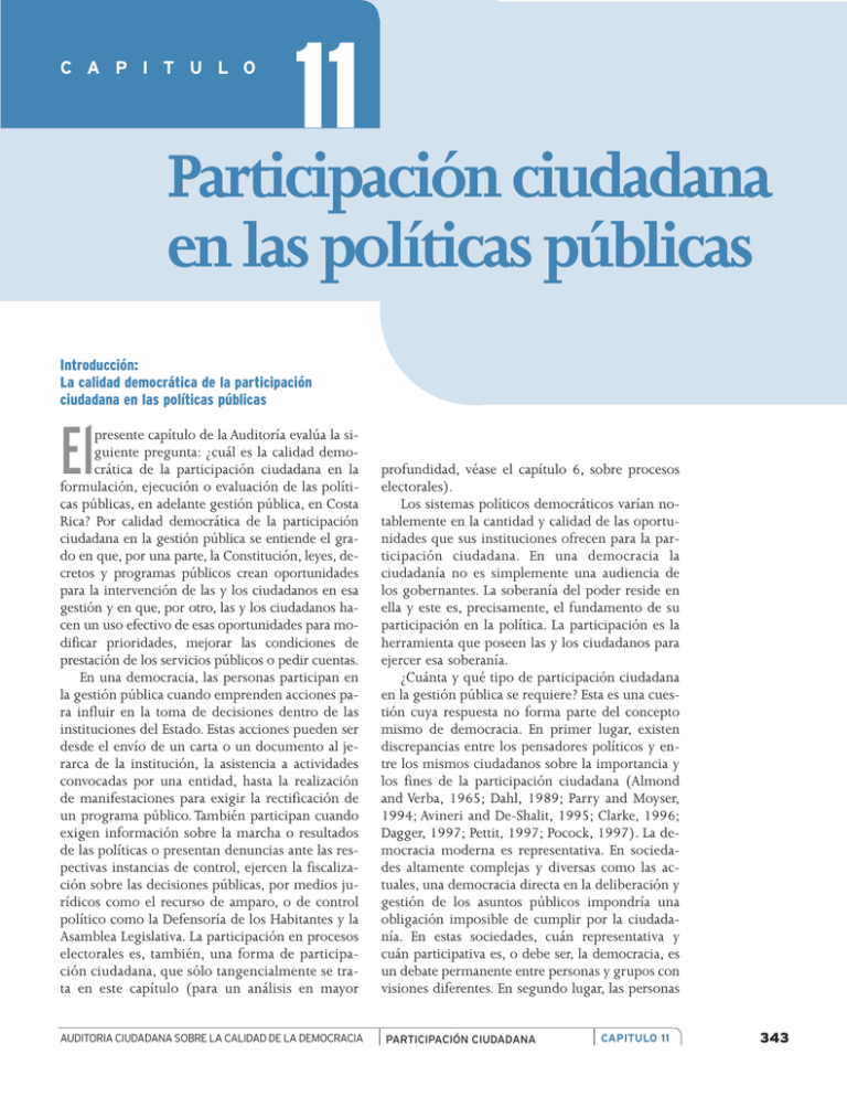 Participación ciudadana en las políticas públicas