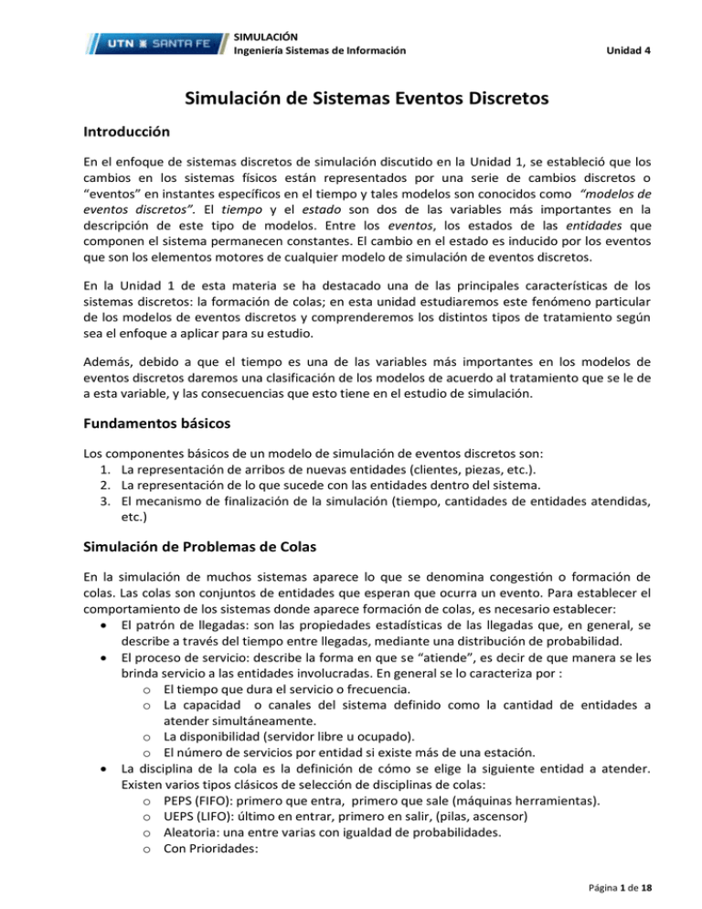 Simulación de Sistemas Eventos Discretos