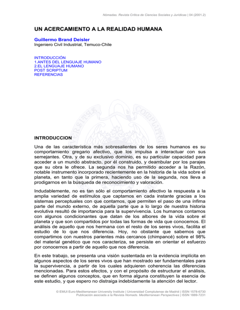 Un acercamiento a la realidad humana