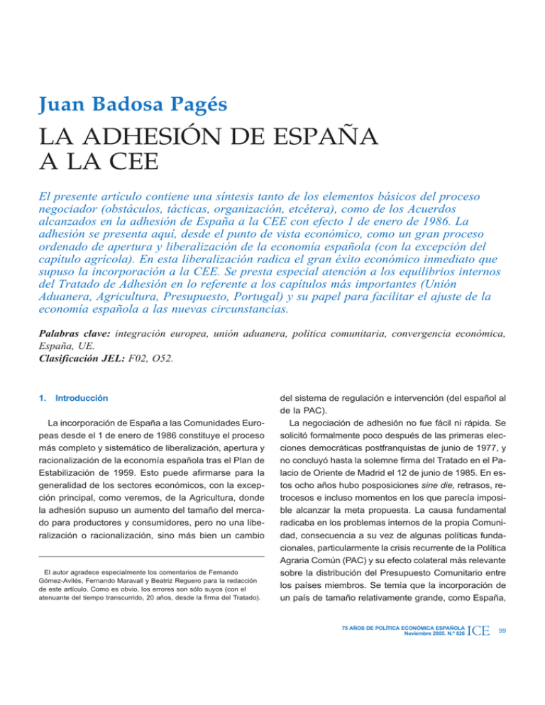 la adhesión de españa a la cee