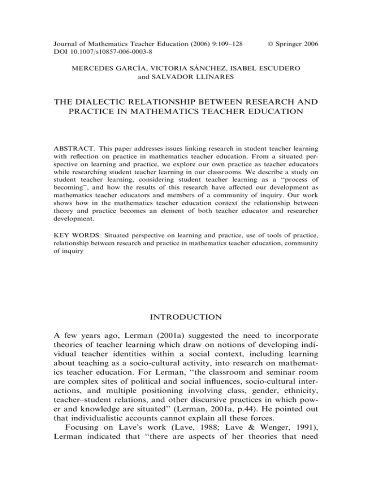 The Dialectic Relationship between Research and Practice in