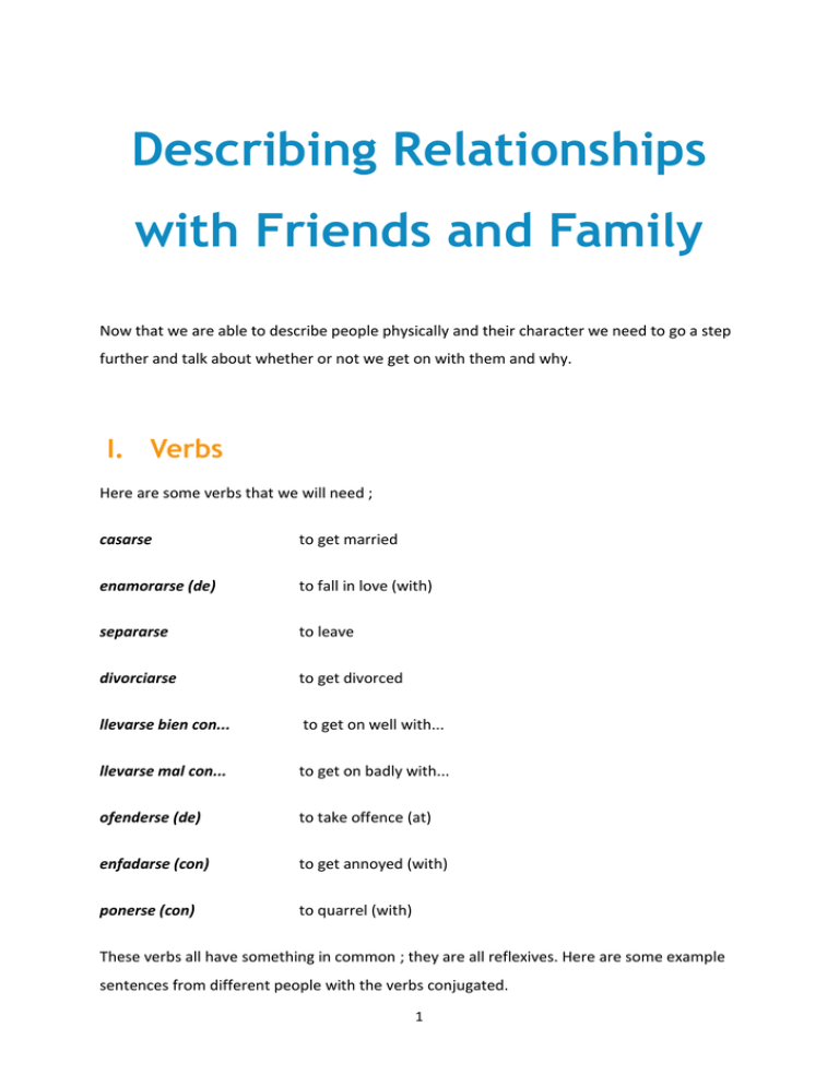 Describing Relationships with Friends and Family