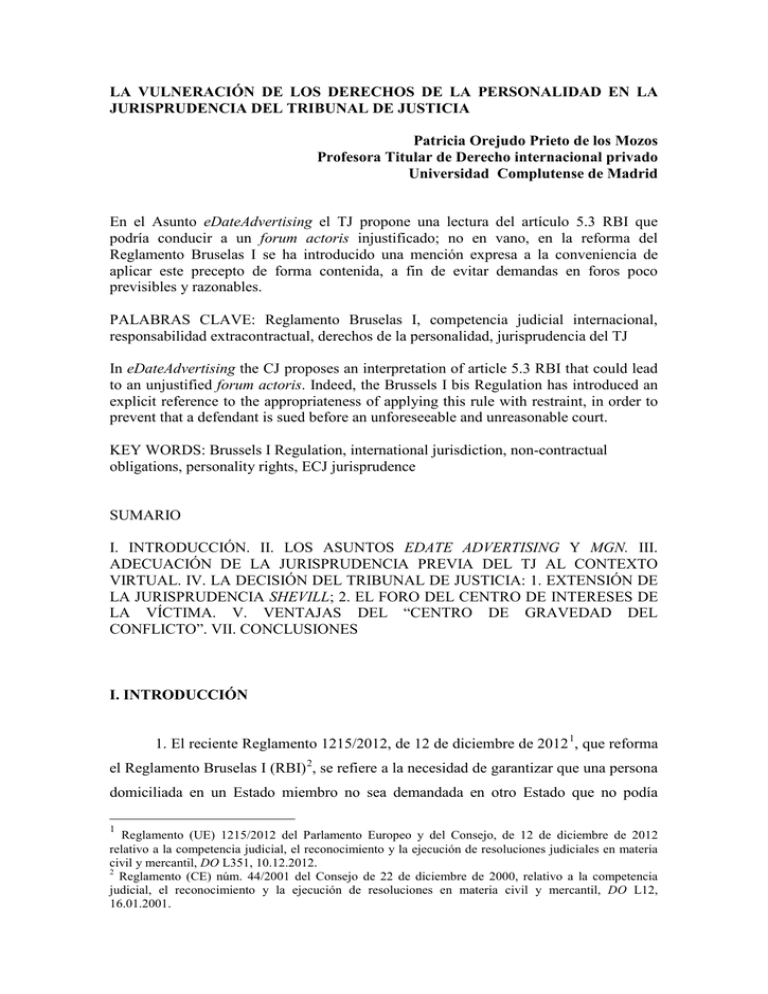 La vulneración de los derechos de la personalidad en el Derecho