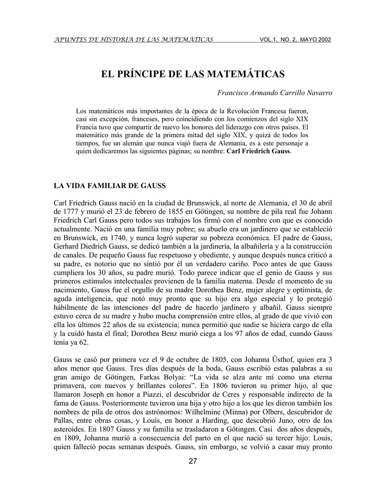 CARL FRIEDRICH GAUSS