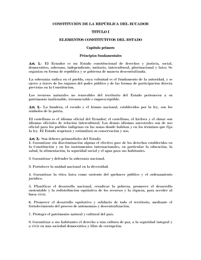 constitución de la república del ecuador