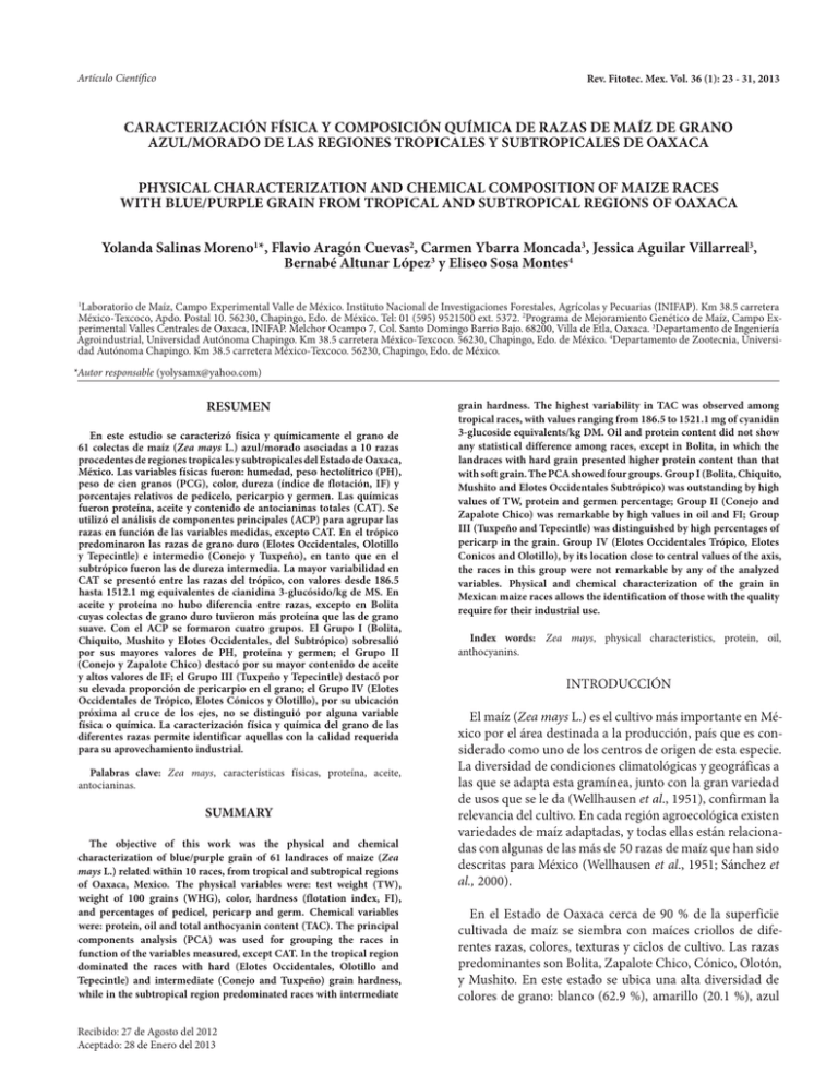 CARACTERIZACIÓN FÍSICA Y COMPOSICIÓN QUÍMICA DE