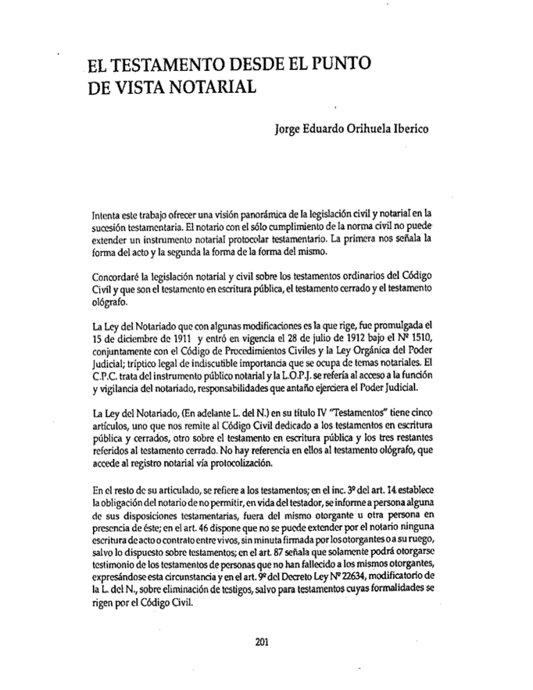 el testamento desde el punto de vista notarial