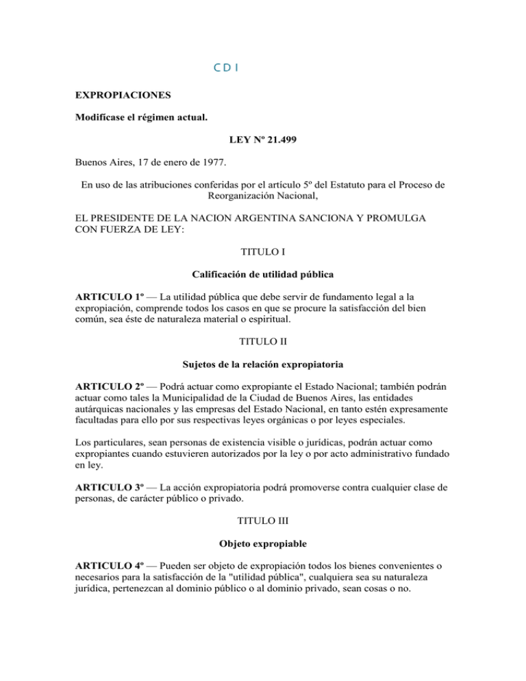 LEY 21499-77 EXPROPIACIONES