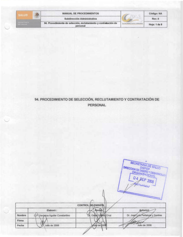 94. PROCEDIMIENTO DE SELECCiÓN. RECLUTAMIENTO
