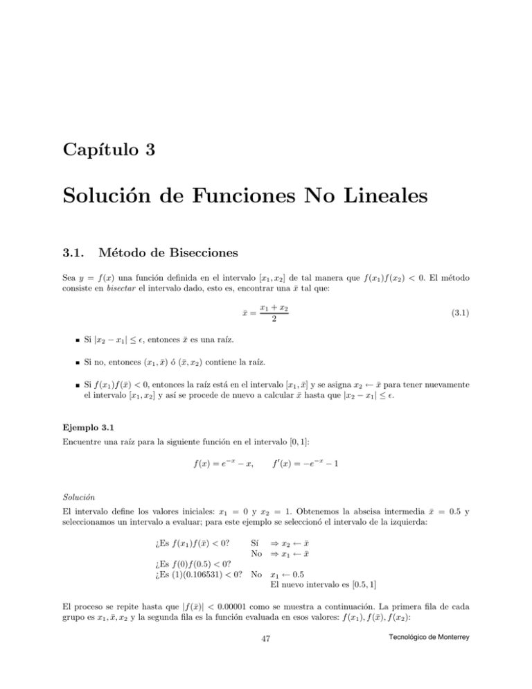 Solución de Funciones No Lineales