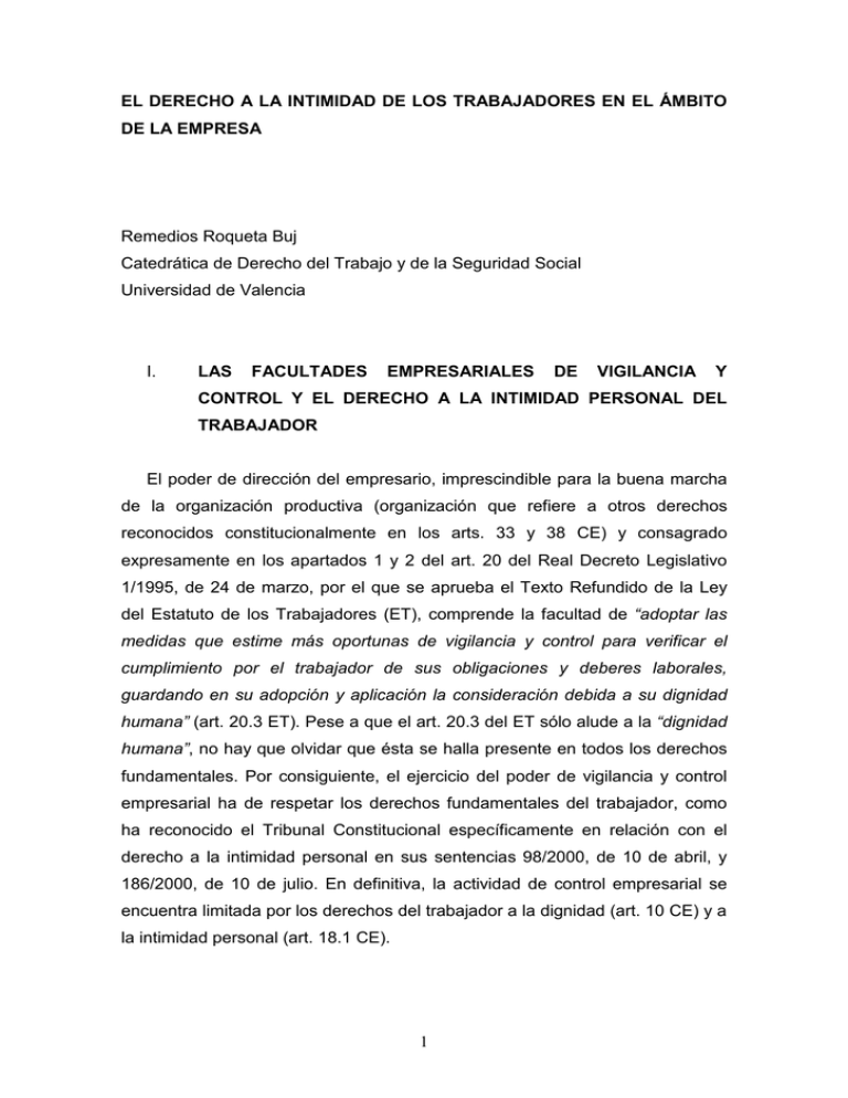 Derecho a la intimidad en la empresa