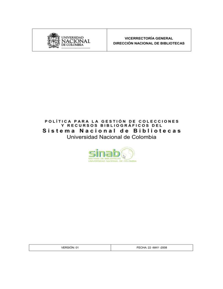 politica gestion de colecciones sinab