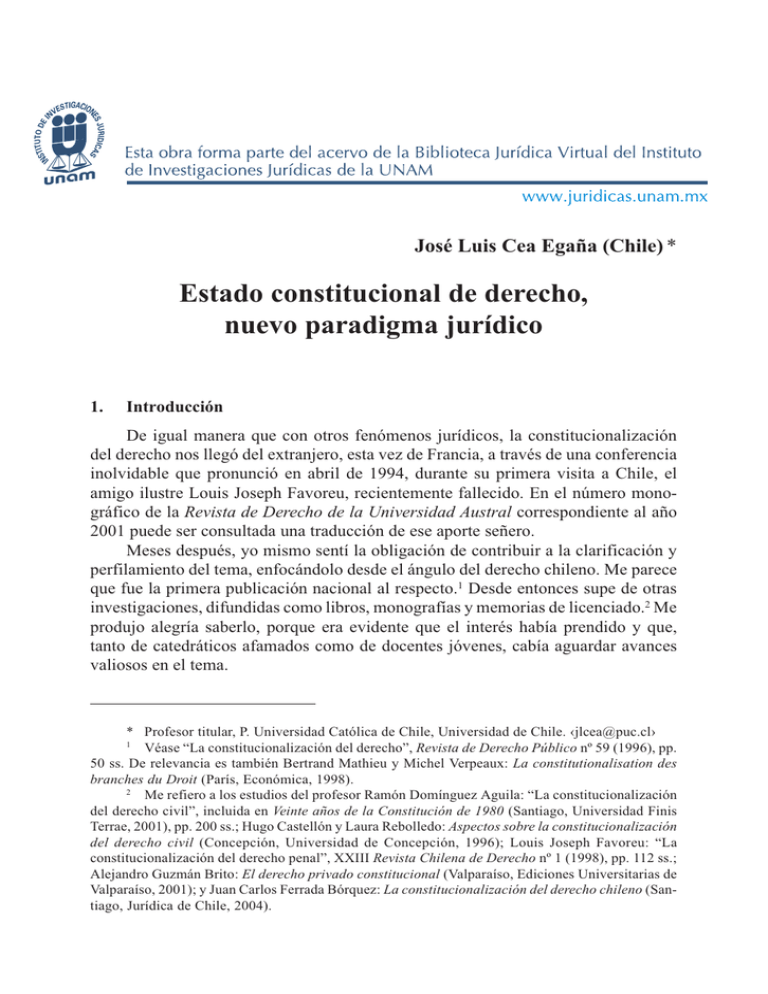 Estado constitucional de derecho, nuevo paradigma jurídico