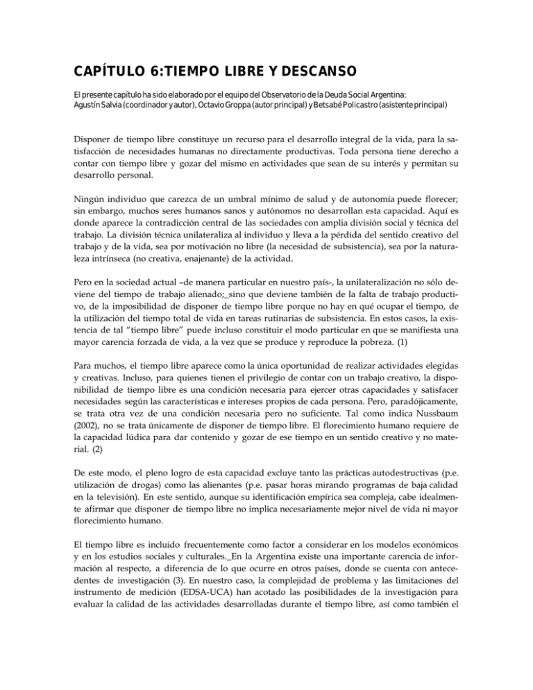 CAPÍTULO 6:TIEMPO LIBRE Y DESCANSO