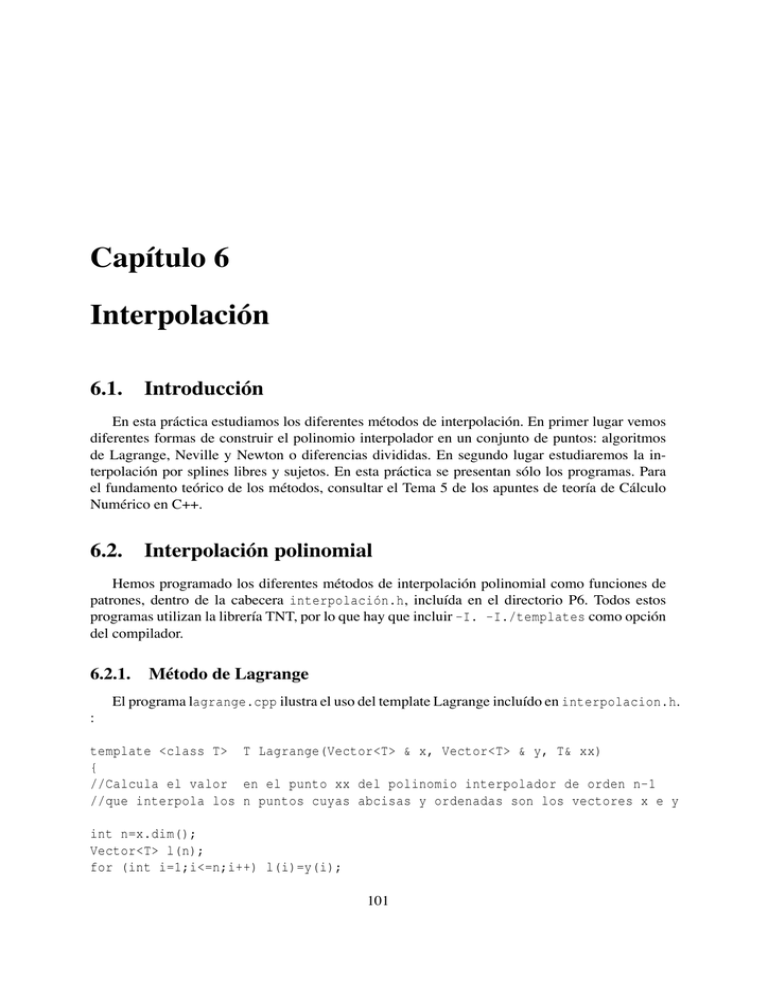Capítulo 6 Interpolación