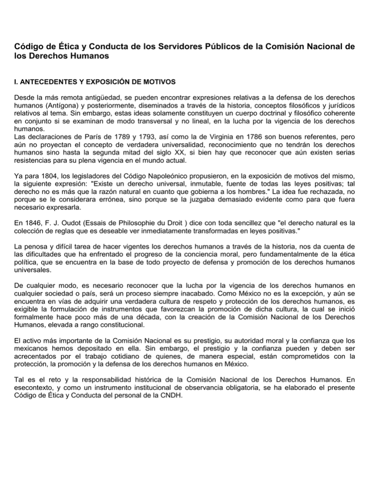 Código de Ética y Conducta de los Servidores Públicos de