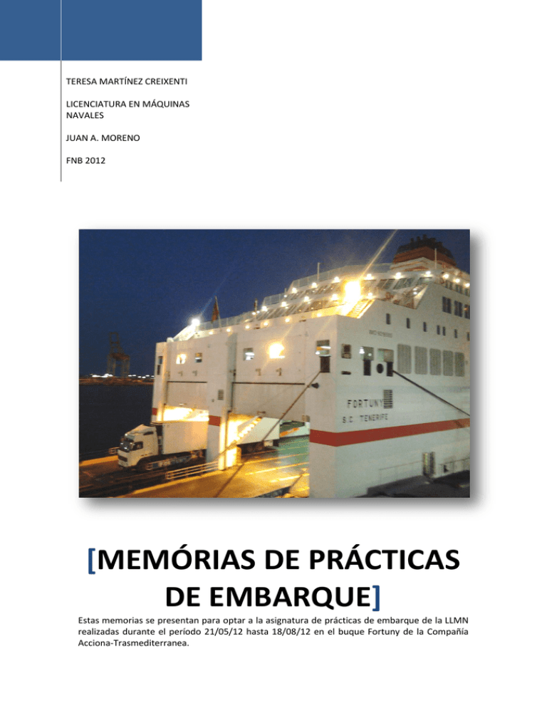 memórias de prácticas de embarque