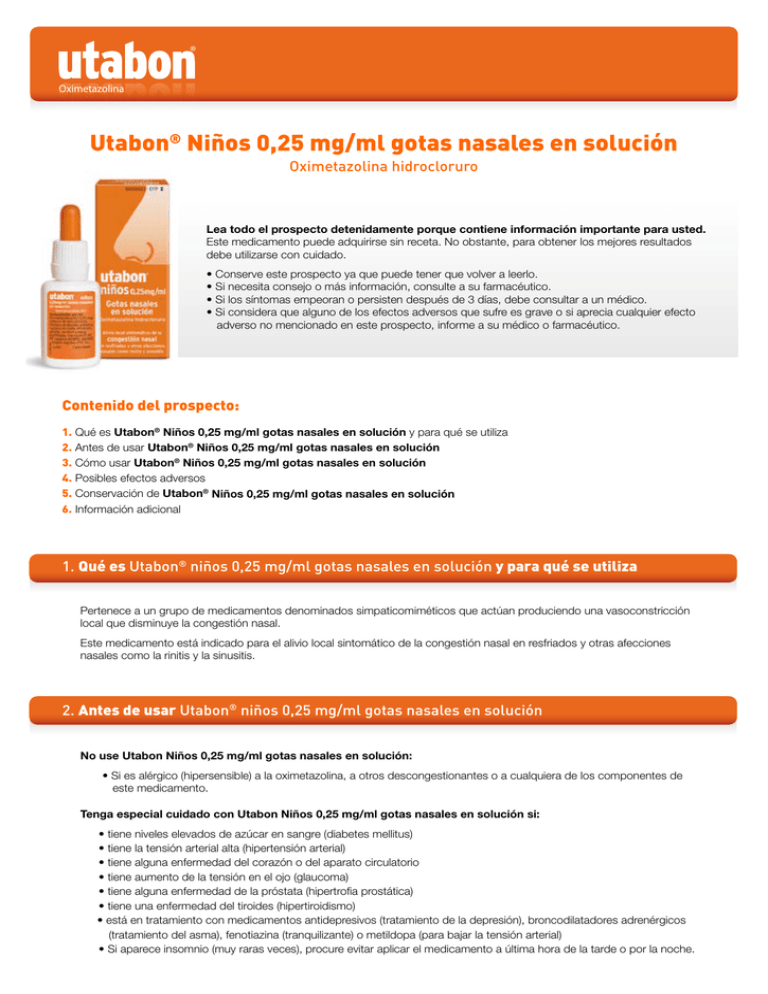 Utabon® Niños 0,25 mg/ml gotas nasales en solución