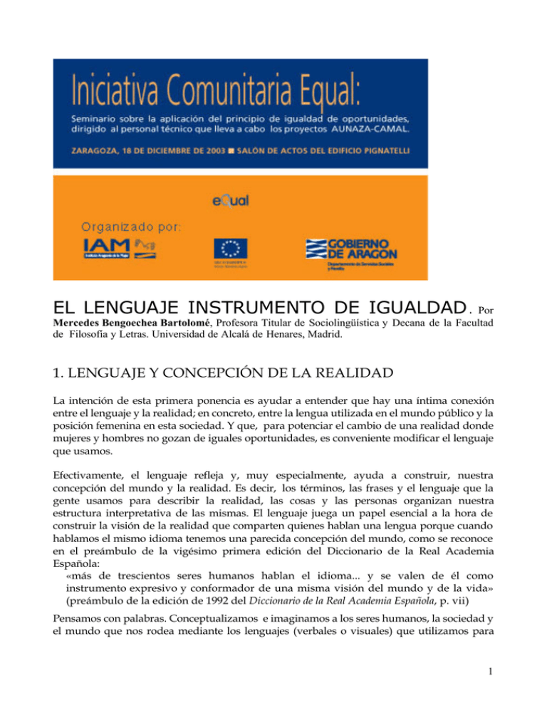 EL LENGUAJE INSTRUMENTO DE IGUALDAD. Por