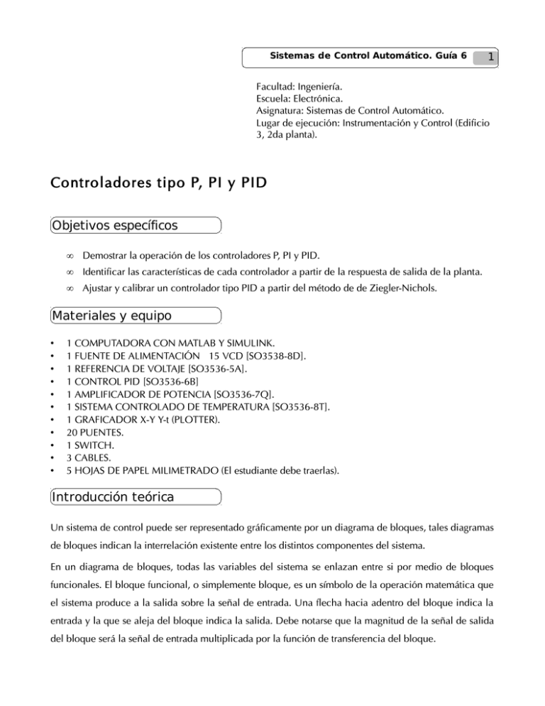 Controladores tipo P, PI y PID