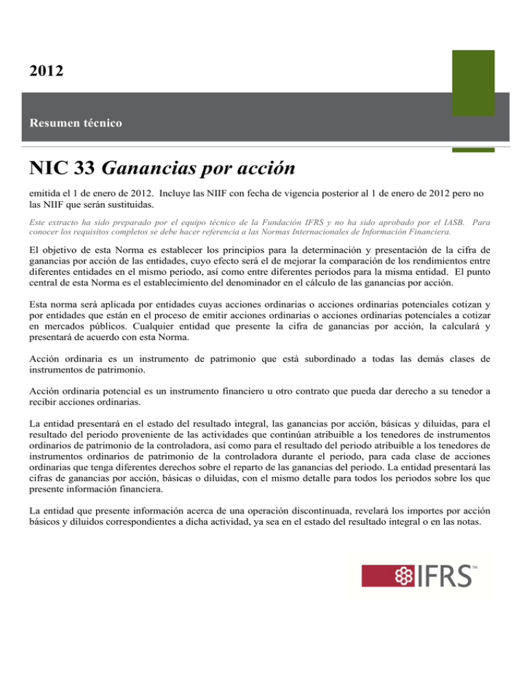 NIC 33 Ganancias por acción
