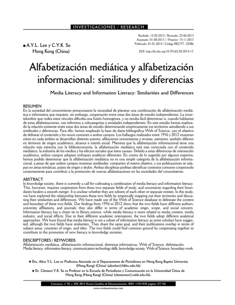 Alfabetización mediática y alfabetización informacional