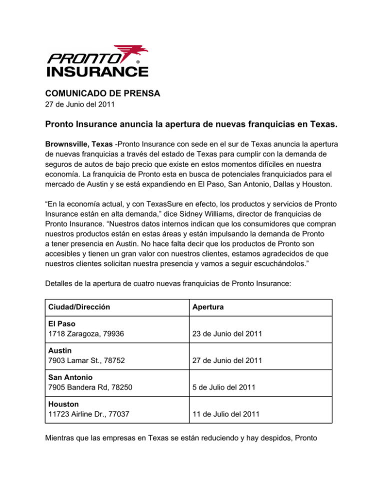 La franquicia - Pronto Insurance