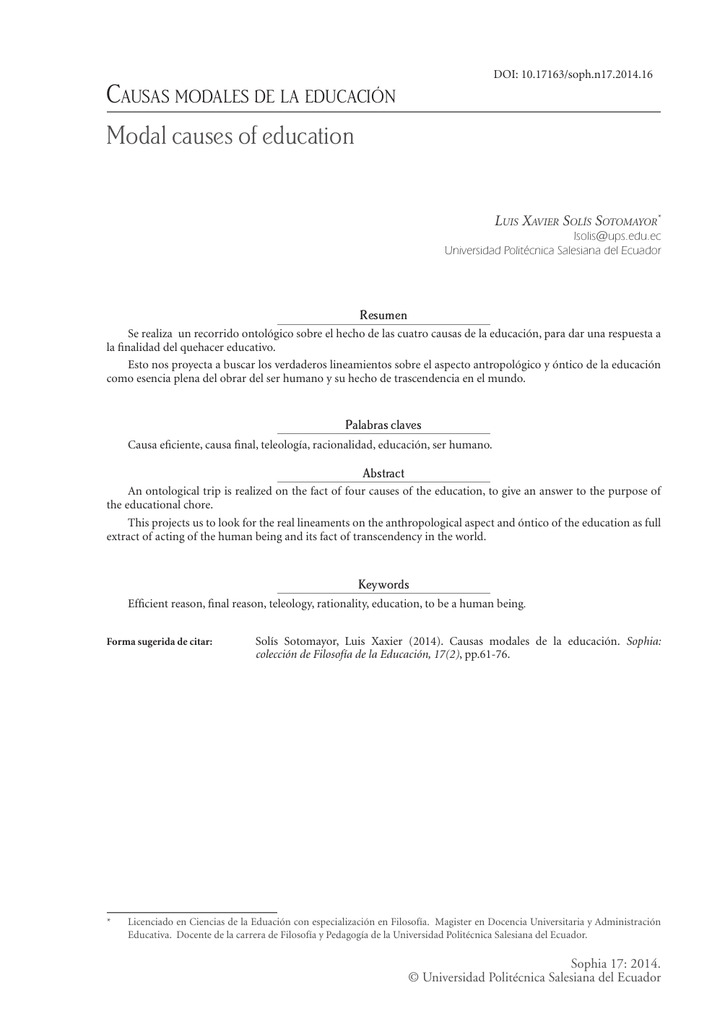 Modal causes of education Modal causes of education