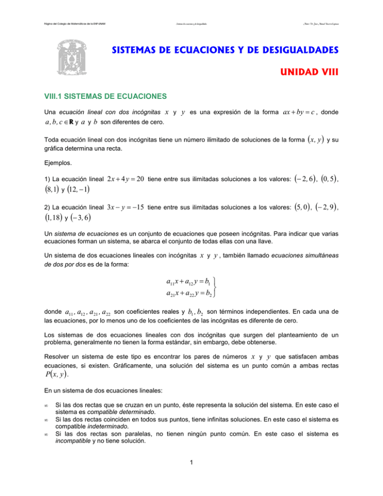 Sistemas de ecuaciones y desigualdades