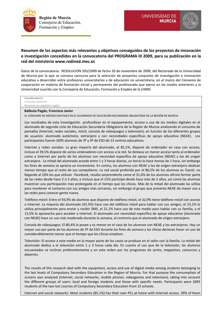 Resumen de los aspectos más relevantes y objetivos conseguidos