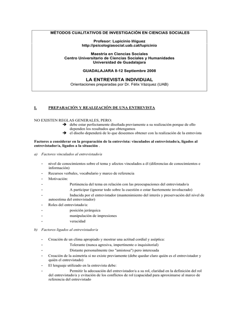 LA ENTREVISTA INDIVIDUAL