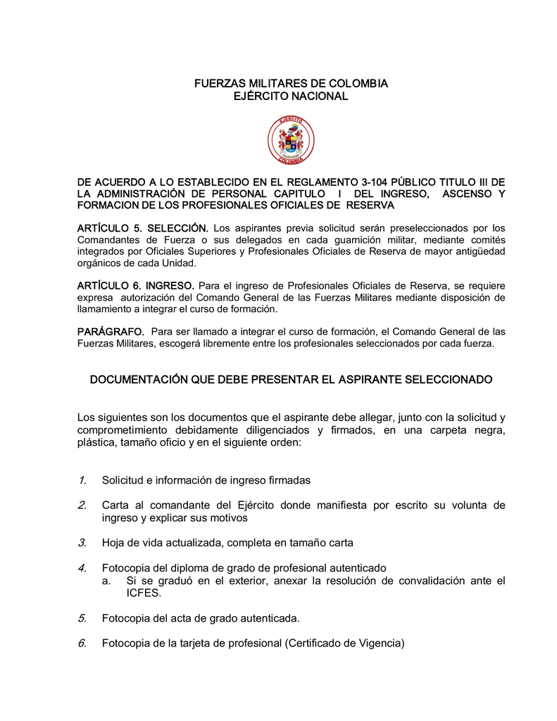 FUERZAS MILITARES DE COLOMBIA EJÉRCITO