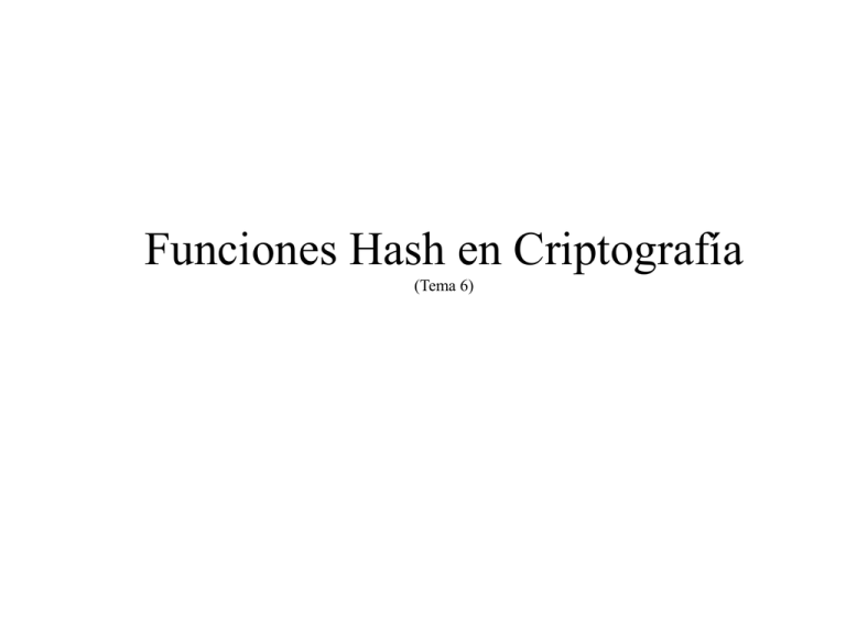 Funciones Hash en Criptografía